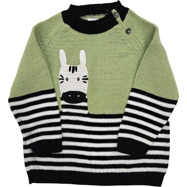 MELANGE COLLECTION Zebra Sweater - Green