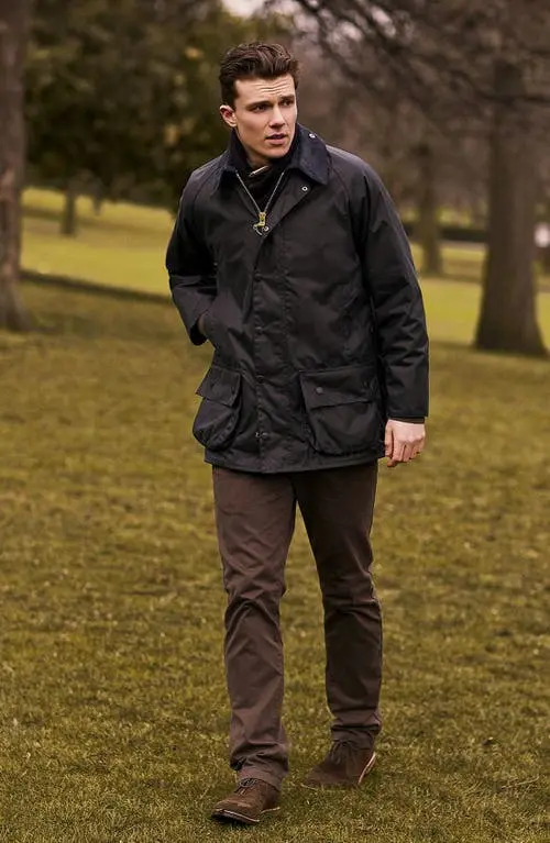 Barbour Beaufort' Regular Fit Weatherproof Waxed Jacket - Black