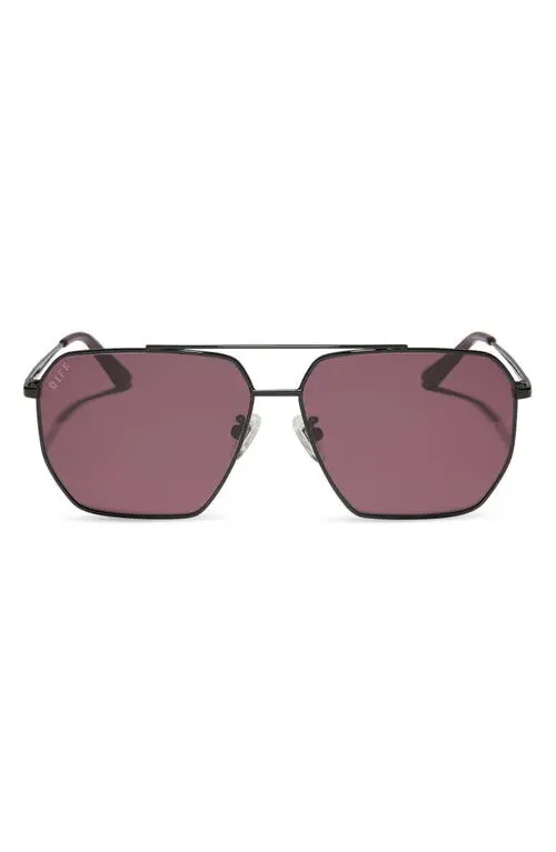DIFF Berkely 59mm Gradient Navigator Sunglasses - Black/dark Cherry