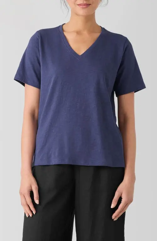 Eileen Fisher Easy V-neck Organic Cotton T-shirt - Bluette
