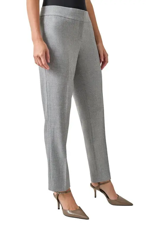 KASPER Flat Front Slim Trousers - Grey/ Black