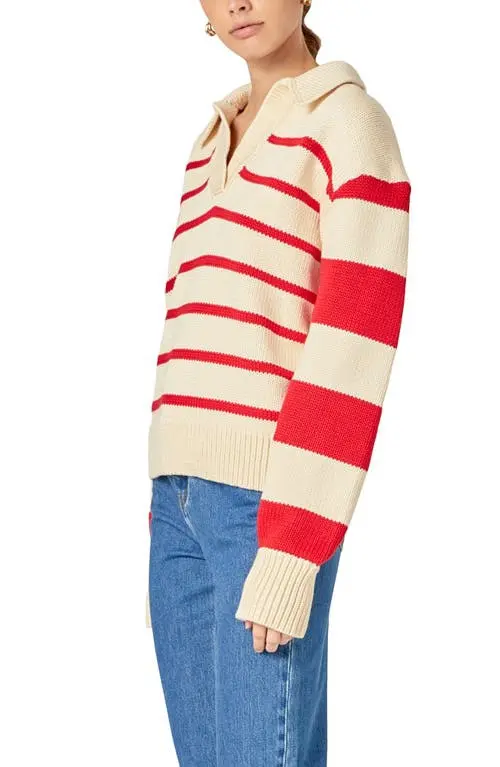 English Factory Stripe Polo Sweater
