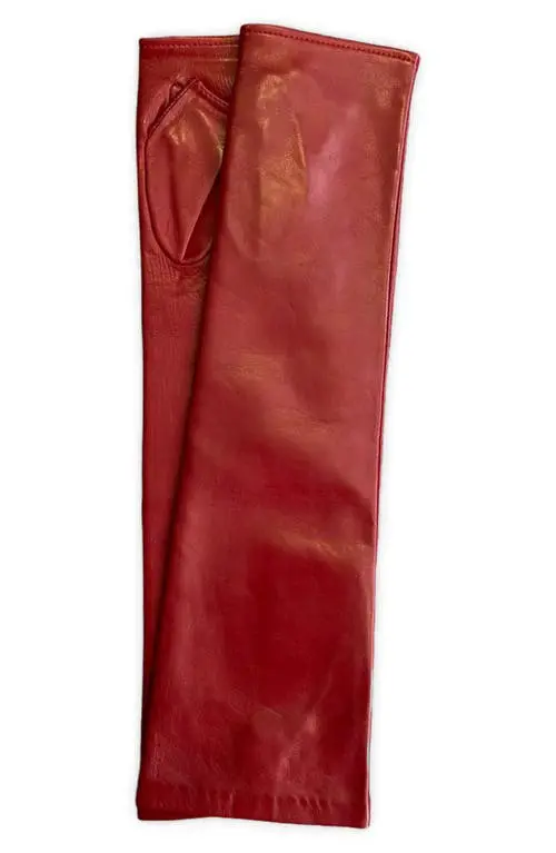 PAULA ROWAN Fergie 10bt Fingerless Leather Gloves - Rosso Valentino