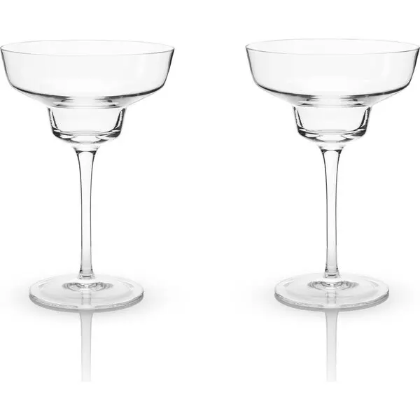 VISKI Raye Crystal Angled Margarita Glasses Set Of 2 - Clear