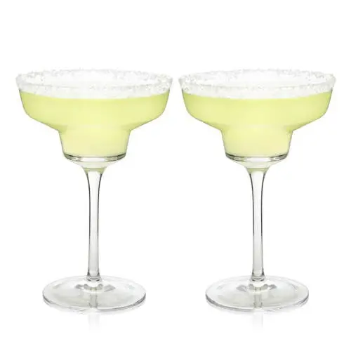 VISKI Raye Crystal Angled Margarita Glasses Set Of 2
