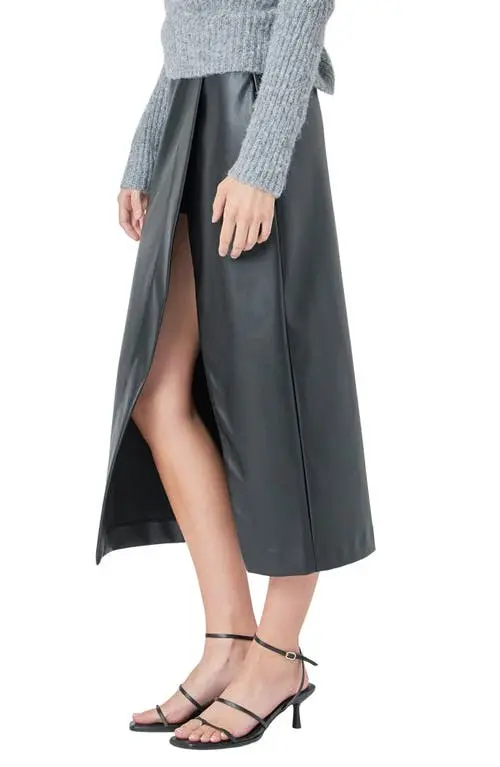 Endless Rose Faux Leather Midi Skirt