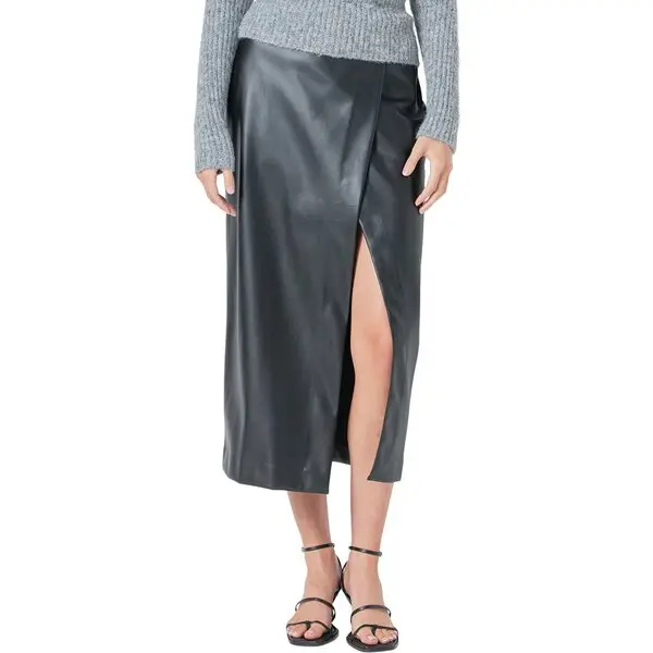 Endless Rose Faux Leather Midi Skirt