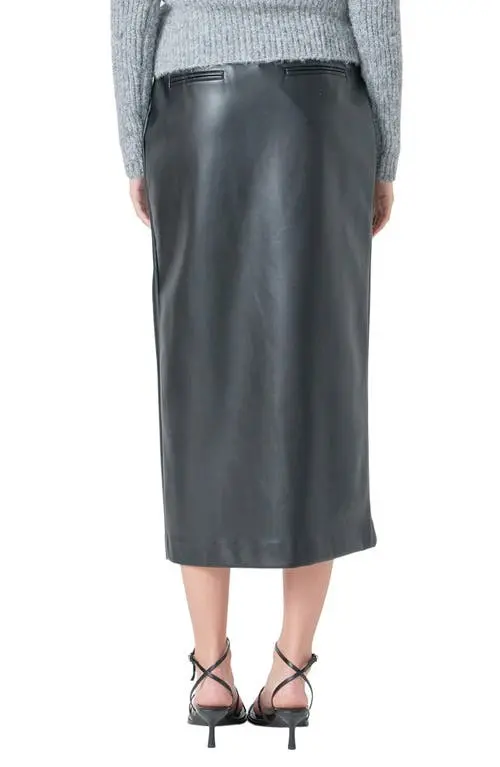 Endless Rose Faux Leather Midi Skirt