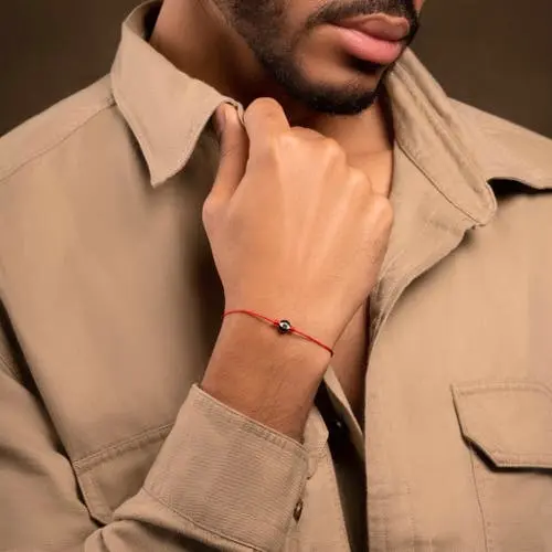 KARMA AND LUCK Red String Bracelet With Charms - Red/black/silver