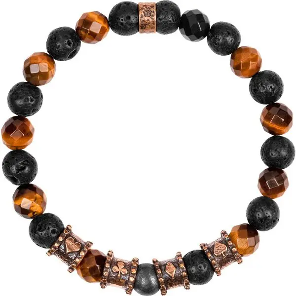KARMA AND LUCK Tiger's Eye Lava Bracelet - Black/brown/bronze