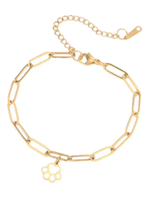 HOLLYWOOD SENSATION Delicate Paw Print Link Bracelet - Gold