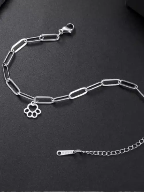 DLORIA Hollywood Sensation Delicate Paw Print Link Bracelet - Silver
