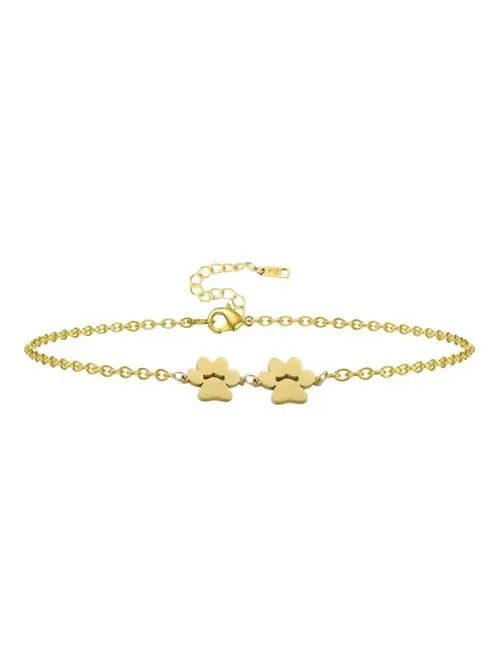 HOLLYWOOD SENSATION Double Paw Print Bracelet - Gold