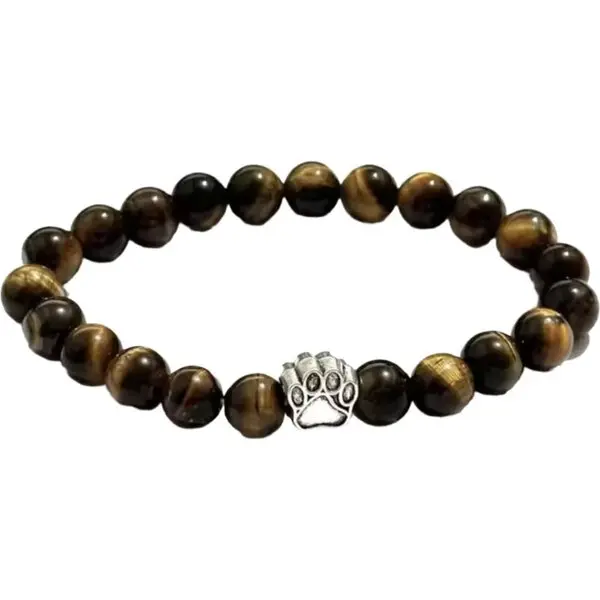 HOLLYWOOD SENSATION Pawzee Tiger's Eye Charm Bracelet - Brown