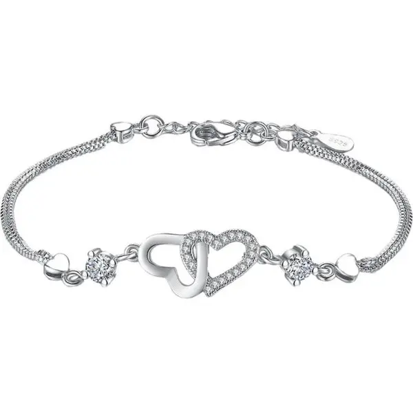 HOLLYWOOD SENSATION I Love You Bracelet With Cubic Zirconia - Silver