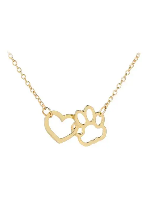 HOLLYWOOD SENSATION Heart And Paw Pendant Necklace - Gold