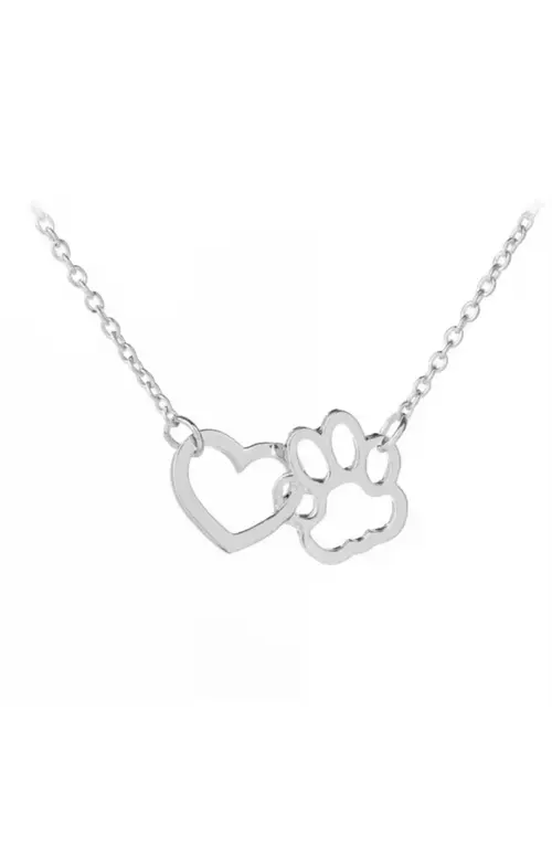 HOLLYWOOD SENSATION Heart And Paw Pendant Necklace - Silver