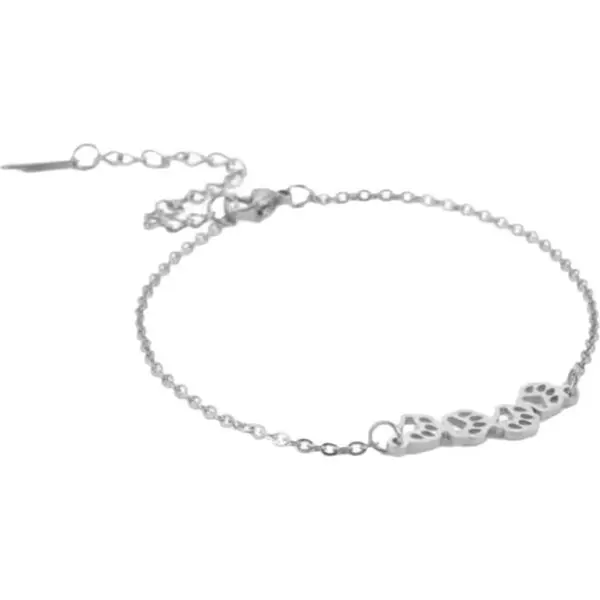 HOLLYWOOD SENSATION Paw Print Link Chain Bracelet - Silver
