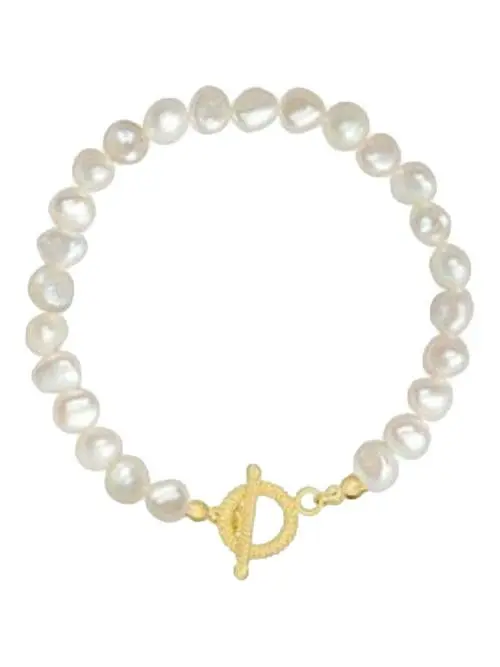 HOLLYWOOD SENSATION Baroque Freshwater Pearl Bracelet - White