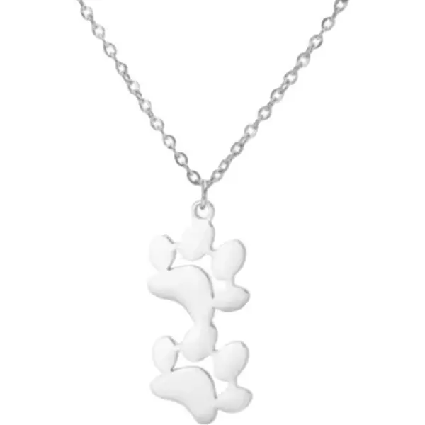 HOLLYWOOD SENSATION Paw Print Plated Necklace - Silver