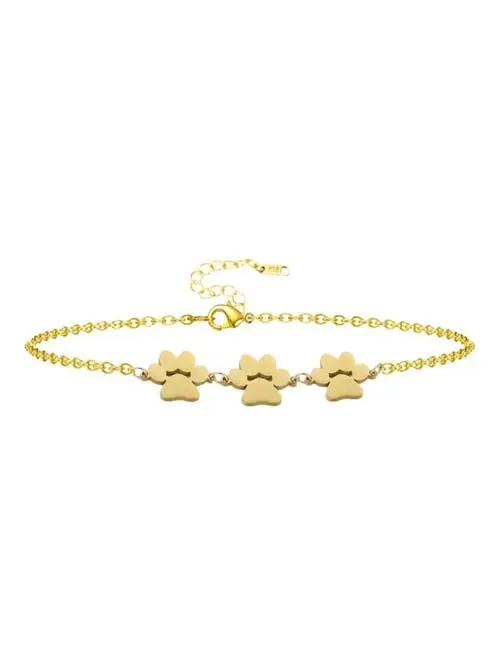 HOLLYWOOD SENSATION Fureverly Three Paw Print Charm Bracelet - Gold