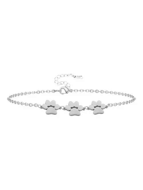HOLLYWOOD SENSATION Fureverly Three Paw Print Charm Bracelet - Silver