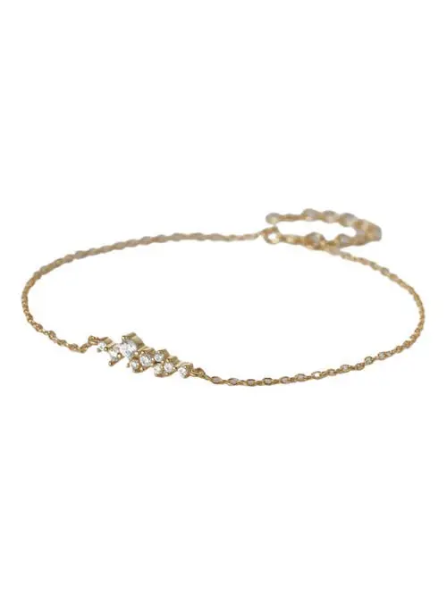 DLORIA Perla Chain Link Bracelet With Round Cut Cubic Zirconia Cluster