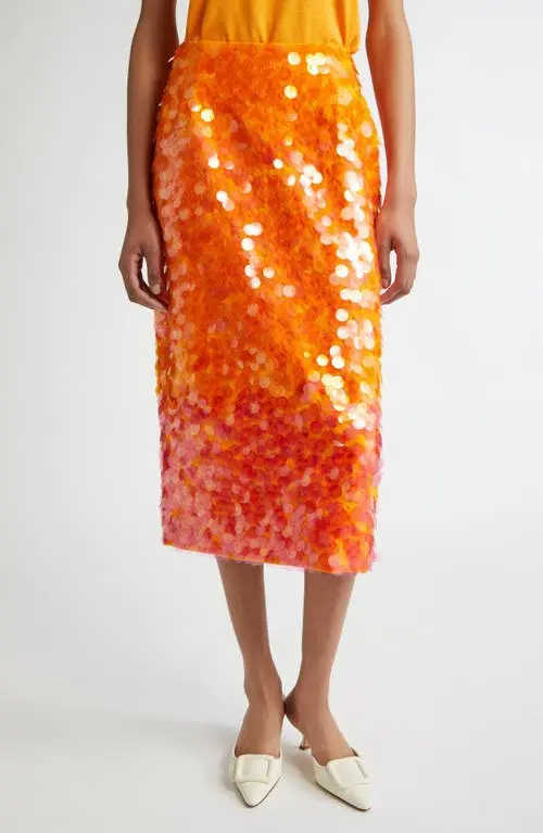 Carolina Herrera Ombré Paillette Skirt - Marigold Multi