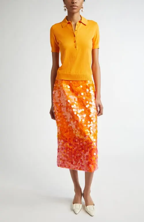 Carolina Herrera Ombré Paillette Skirt - Marigold Multi