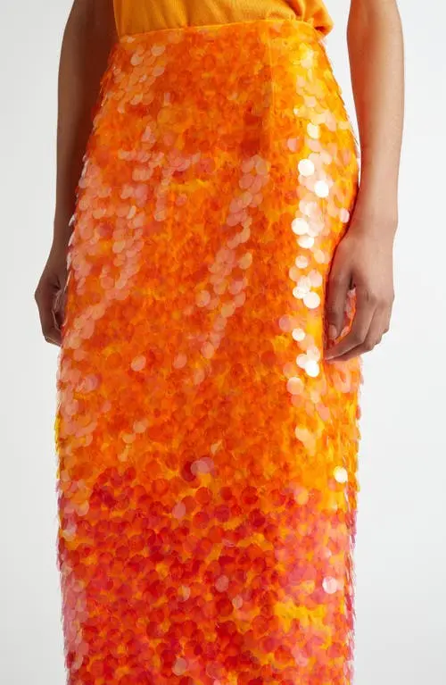 Carolina Herrera Ombré Paillette Skirt - Marigold Multi