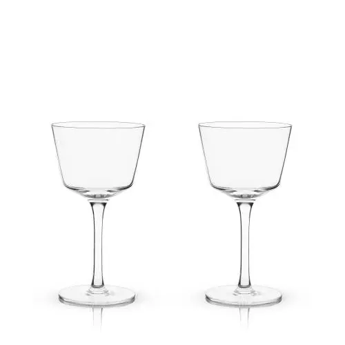 VISKI Raye Crystal Angled Nick & Nora Glasses Set Of 2 - Clear