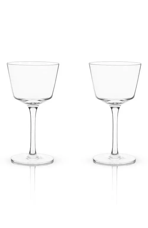 VISKI Raye Crystal Angled Nick & Nora Glasses Set Of 2 - Clear