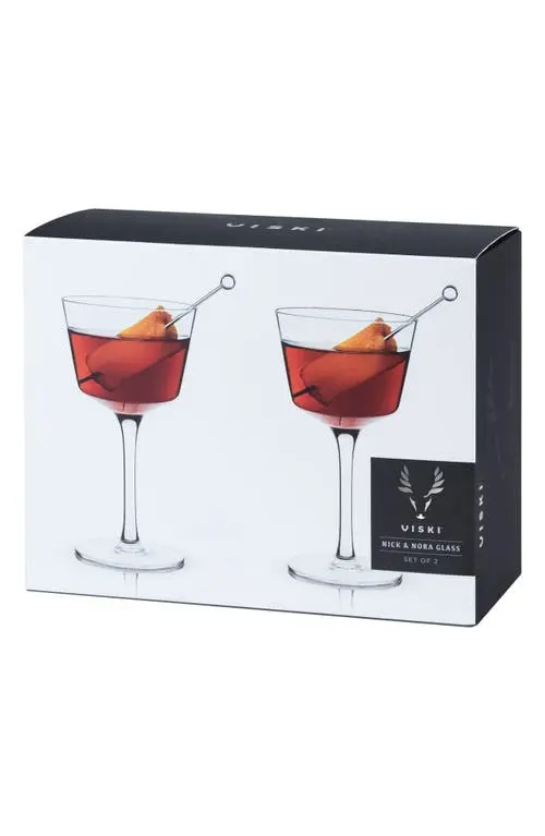 VISKI Raye Crystal Angled Nick & Nora Glasses Set Of 2