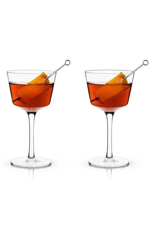 VISKI Raye Crystal Angled Nick & Nora Glasses Set Of 2