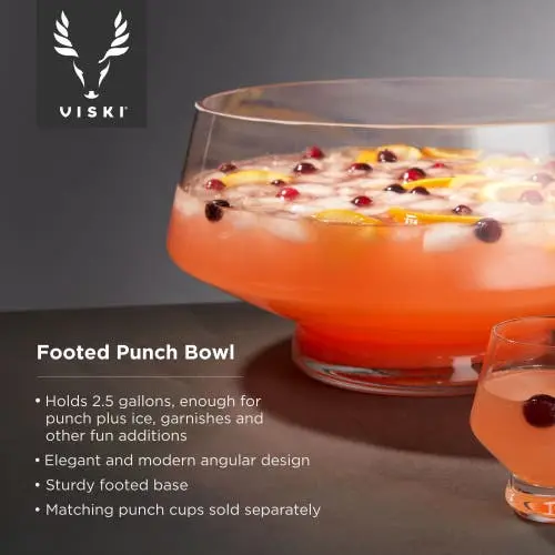 VISKI Raye Footed Heavy Base Punch Bowl