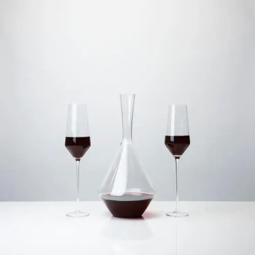 VISKI Raye Crystal 3-piece Angled Bordeaux Decanter And Wine Glass Set