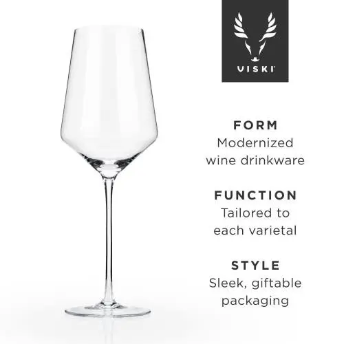 VISKI Raye Crystal 3-piece Angled Bordeaux Decanter And Wine Glass Set