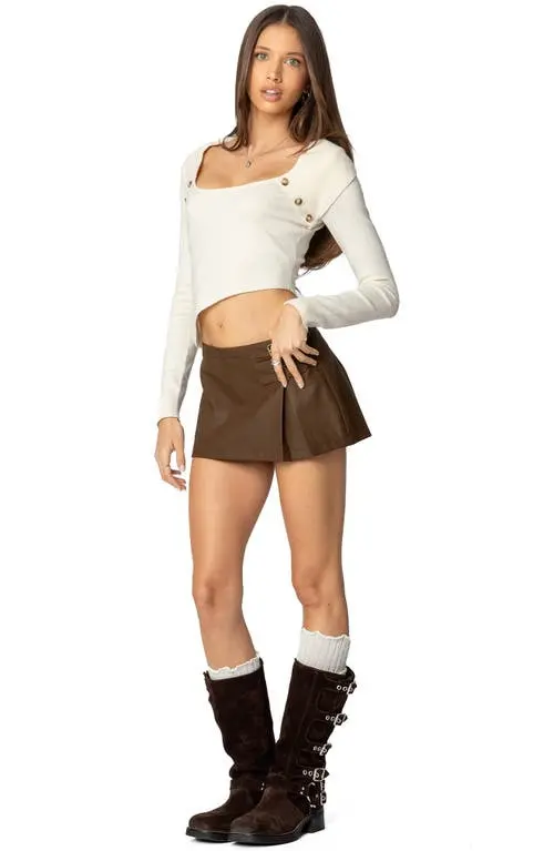 EDIKTED Sorrel Asymmetric Knit Crop Top
