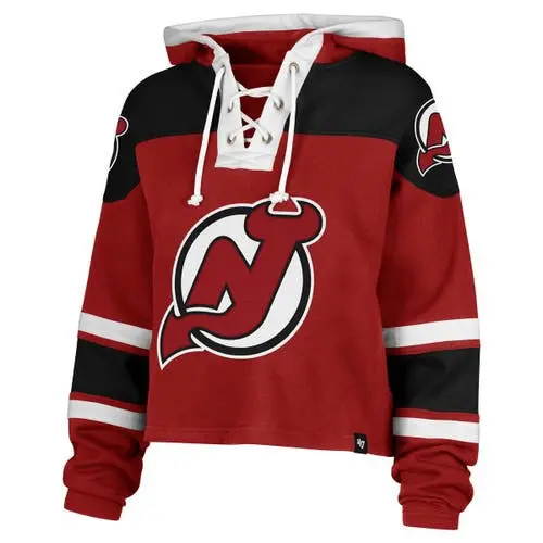 '47 New Jersey Devils Cropped Superior Lacer Pullover Hoodie