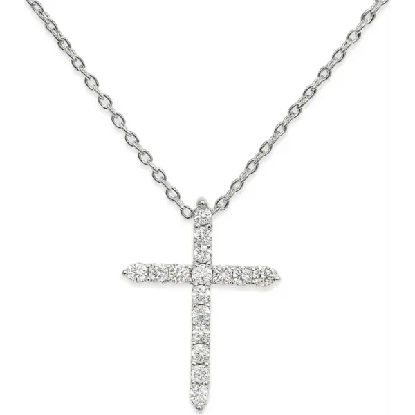HOLLYWOOD SENSATION White Gold Plated Cross Necklace - Silver