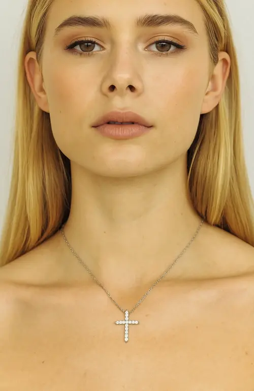 DLORIA Hollywood Sensation White Gold Plated Cross Necklace