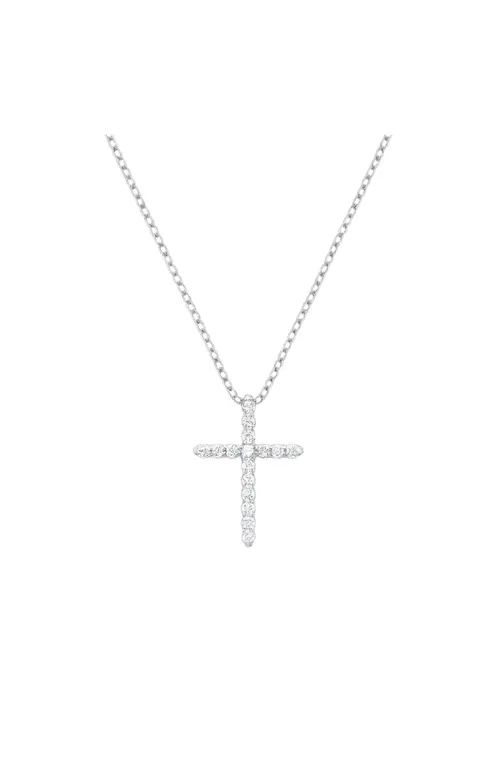 DLORIA Hollywood Sensation White Gold Plated Cross Necklace