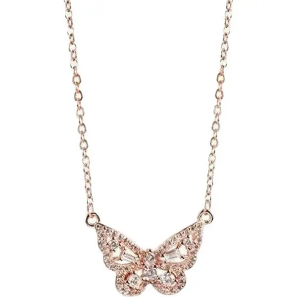 DLORIA Hollywood Sensation 18k Butterfly Pendant Necklace - Rose Gold