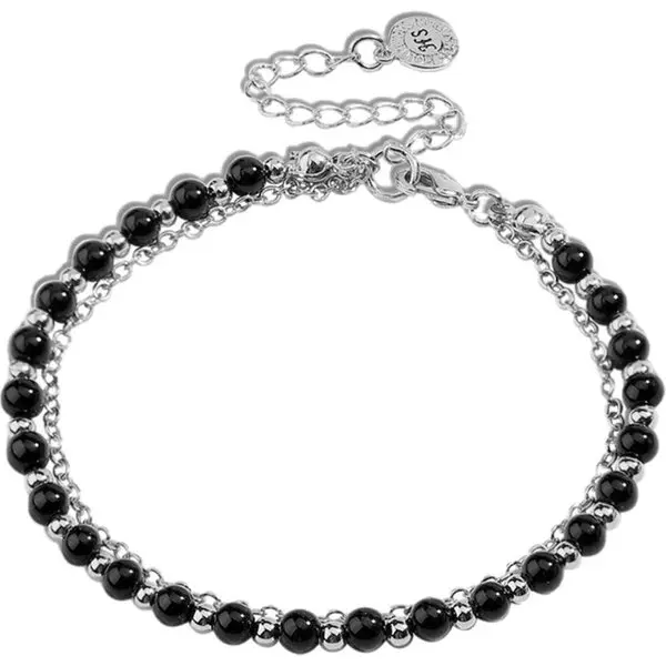 HOLLYWOOD SENSATION Beaded Friendship Bracelet - Silver