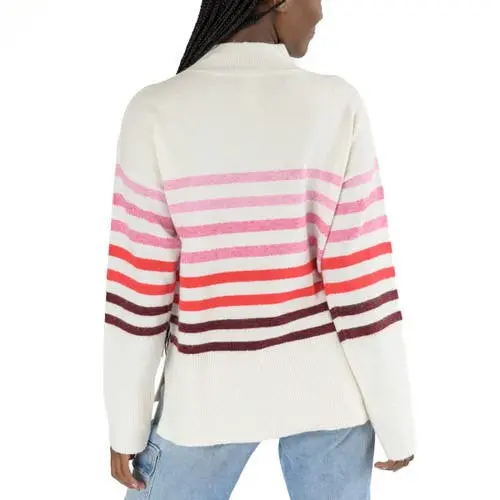 LUSSO Georgia Bulldogs Simone Striple Mock Neck Oversized Pullover Sweater