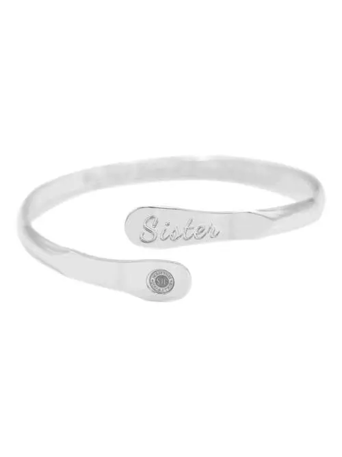DLORIA Sister Engraved Cuff Bracelet - Silver