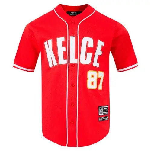 PRO STANDARD Travis Kelce Kansas City Chiefs Mesh Button-up Baseball Jersey
