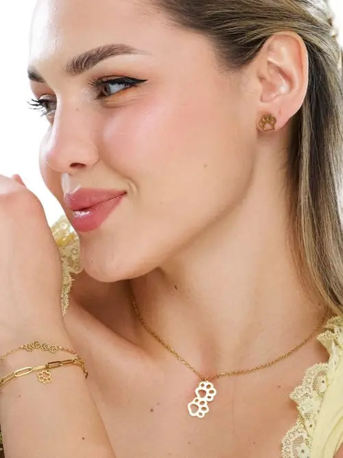 DLORIA Hollywood Sensation Charmedpaw Paw Print Stud Earrings - Gold