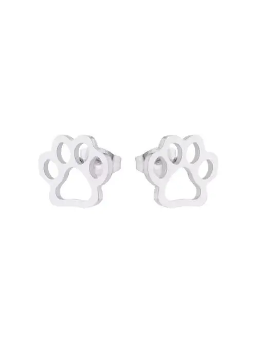 HOLLYWOOD SENSATION Charmedpaw Paw Print Stud Earrings - Silver