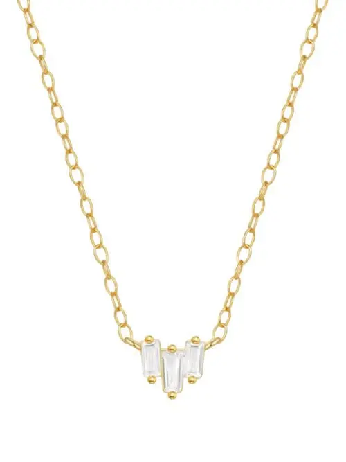 HOLLYWOOD SENSATION Starling Necklace With Emerald Cut Cubic Zirconia - Gold